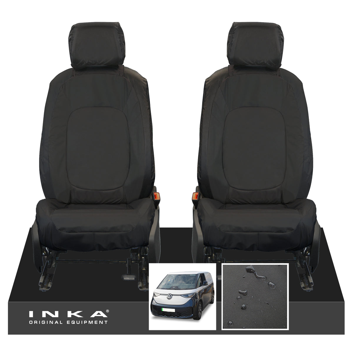 VW ID Buzz Cargo Front 1+1 INKA Tailored Waterproof Seat Covers Black ...